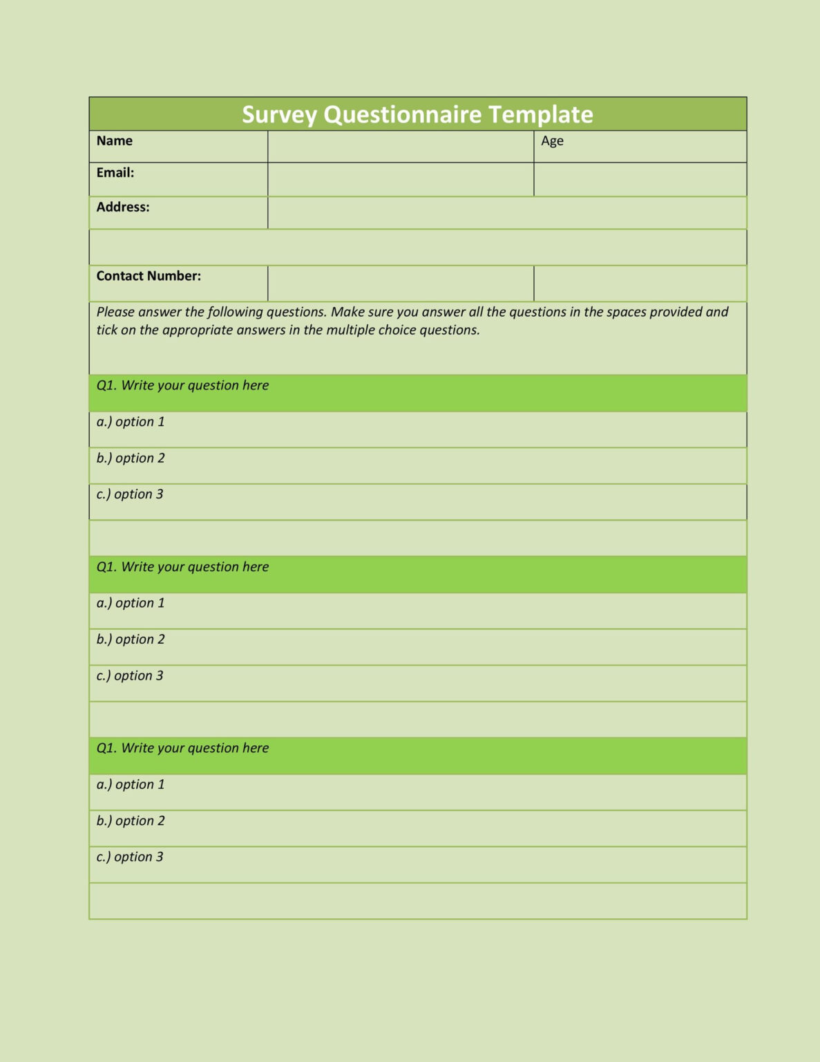 30 Questionnaire Templates Word TemplateLab | Trivia Questions and Answer