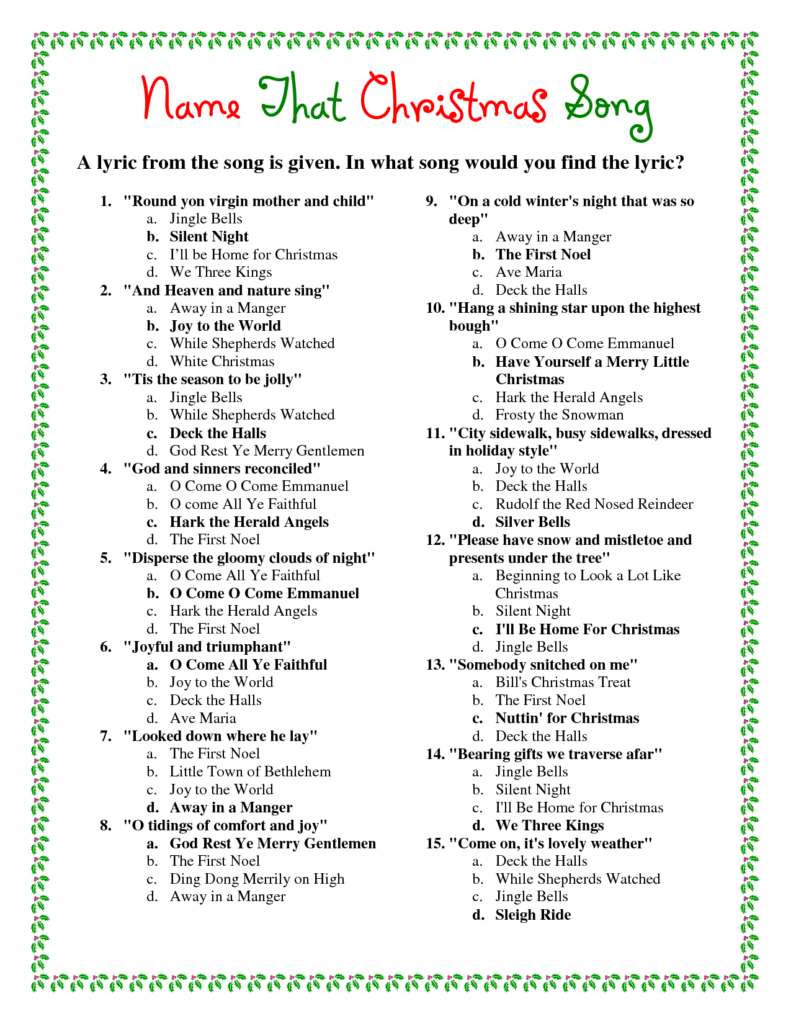 Christmas Song Trivia Questions And Answers | Trivia Questions and Answer