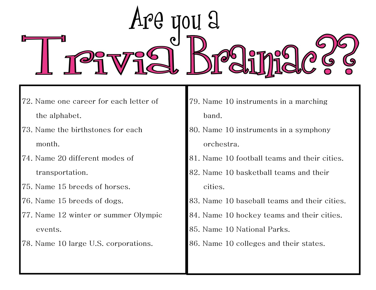Fun Trivia Questions And Answers Trivia Questions And Answer