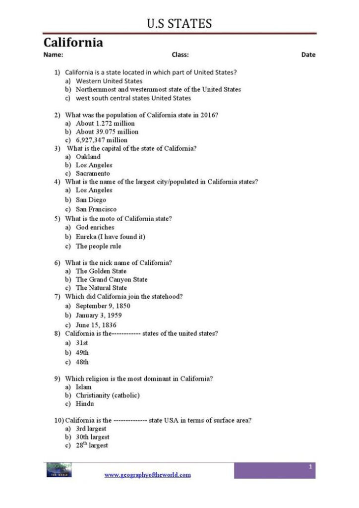Us Geography Trivia Questions And Answers Printable Printable | Trivia ...